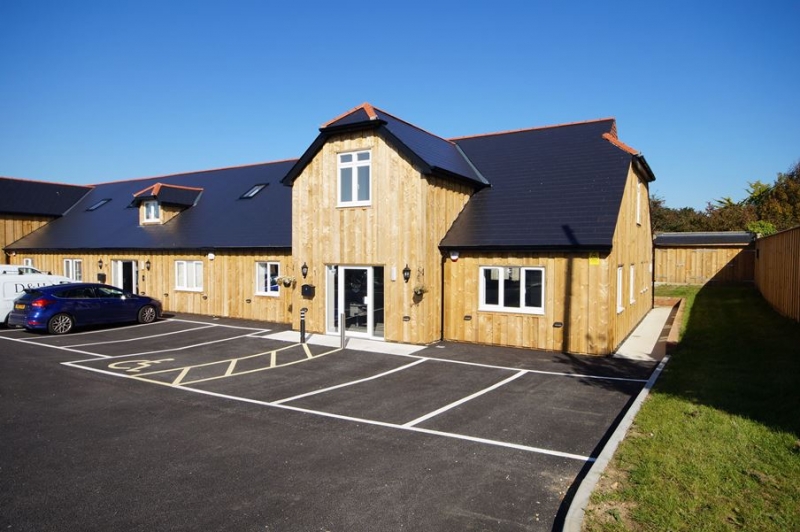 Newly constructed offices and industrial units on rural business campus ...
